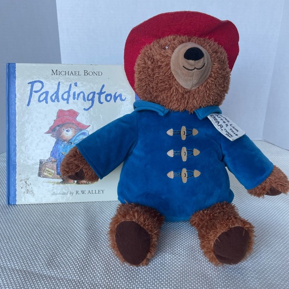 Toys | Paddington Bear Plush Red Hat Blue Coat And Paddington Book By Michael Bond | Poshmark
